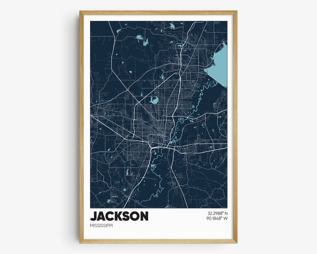 Jackson Map Print, Mississippi Wall Art, Jackson MS Poster - Etsy