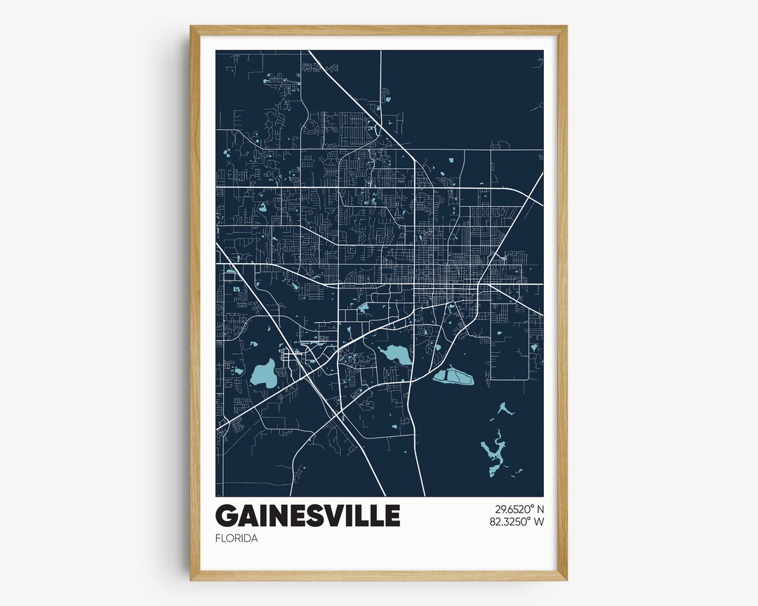 Gainesville Map Print, Florida Wall Art, Gainesville FL Poster - Etsy