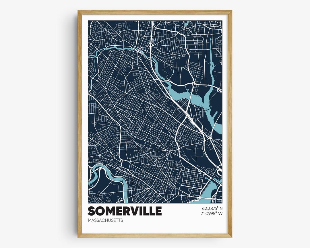 Somerville Map Print, Massachusetts Wall Art, Somerville MA Poster - Etsy