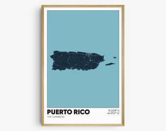 Puerto Rico Map Digital Download & Print Art Print, Minimalist Travel ...