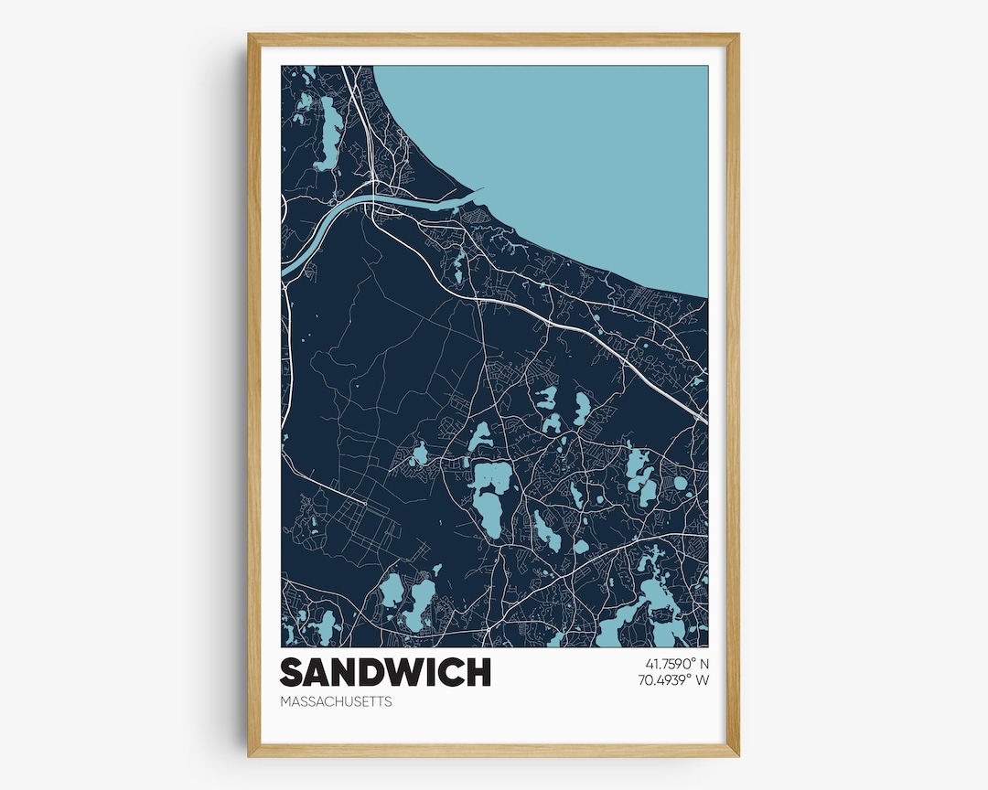 Sandwich MA Map Print, Cape Cod Wall Art, Sandwich Massachusetts Poster ...