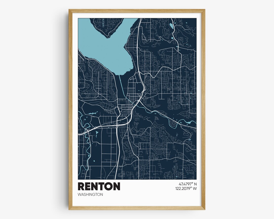 Renton Map Print, Washington Wall Art, Renton WA Poster - Etsy