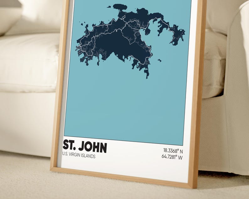 St John Map Print, Saint John Wall Art, US Virgin Islands Poster - Etsy
