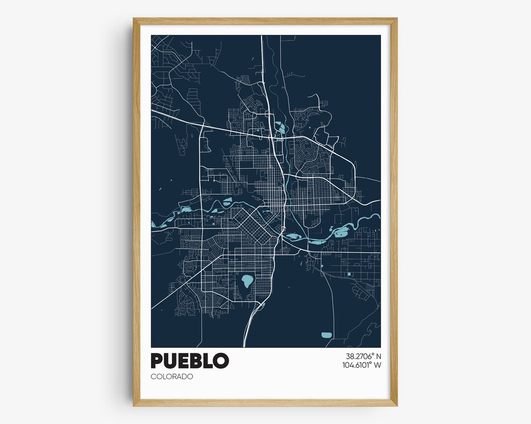 Pueblo CO Map Print, Colorado Wall Art, Pueblo CO Poster - Etsy
