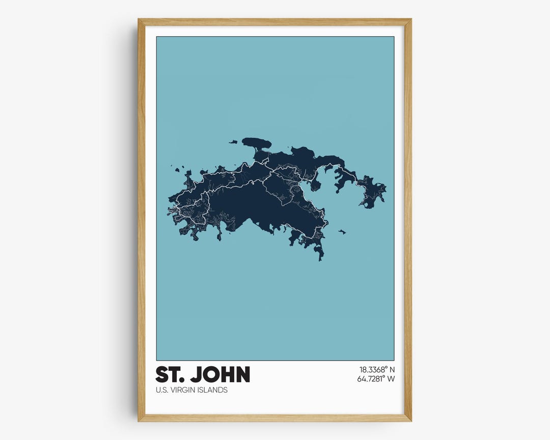 St John Map Print, Saint John Wall Art, US Virgin Islands Poster - Etsy