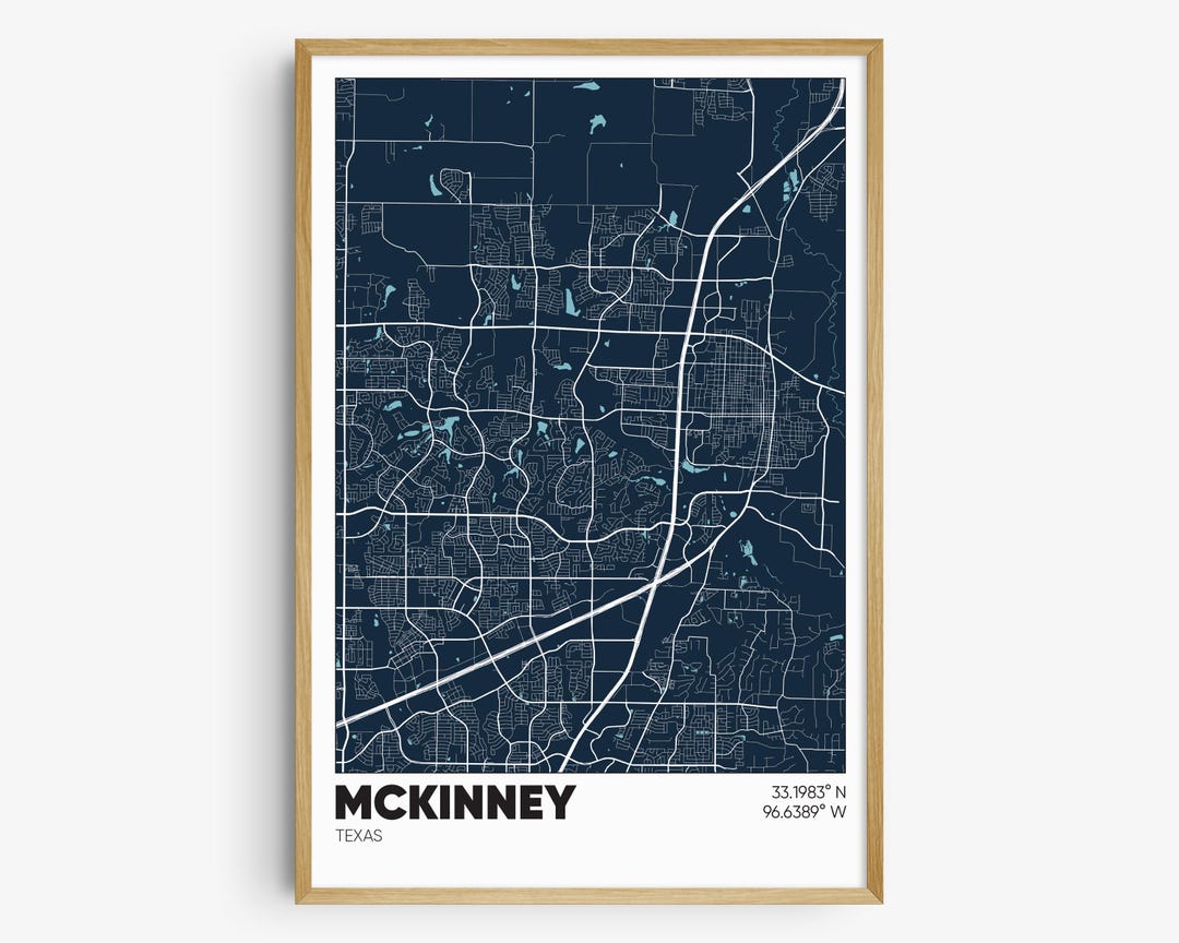 Mckinney Map Print, Texas Wall Art, Mckinney TX Poster - Etsy