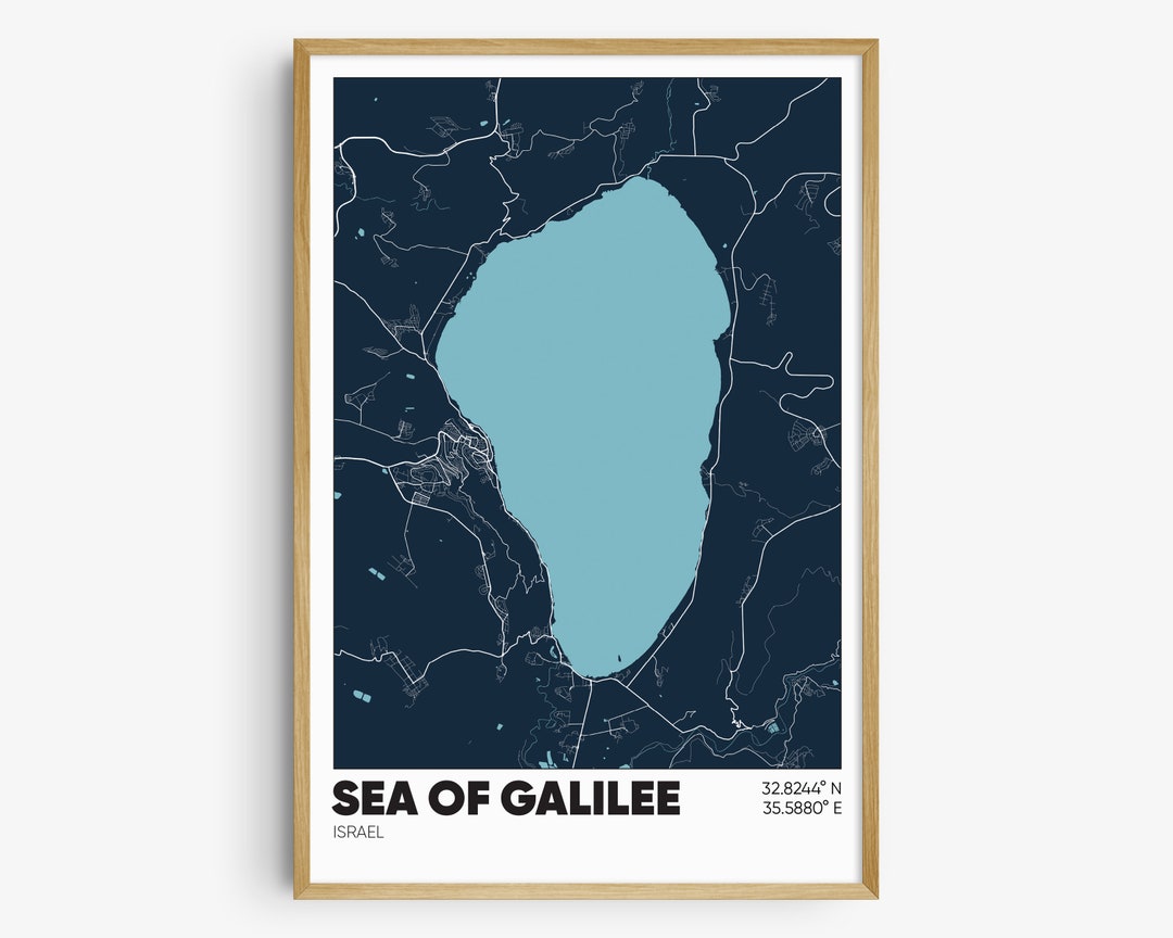 Sea of Galilee Map Print, Israel Wall Art, Sea of Galilee Lake Poster ...