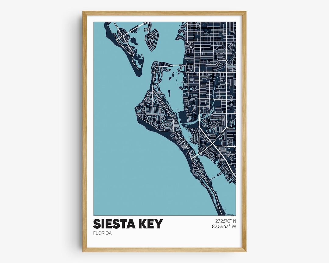 Siesta Key Map Print, Florida Wall Art, Siesta Key FL Poster - Etsy