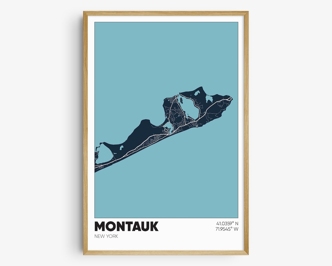 Montauk Map Print Hamptons Wall Art Montauk New York Poster - Etsy
