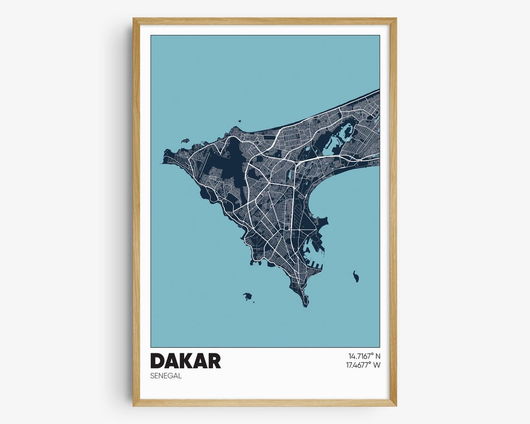Dakar Senegal Map Print, Senegal Wall Art, Dakar Senegal Poster - Etsy