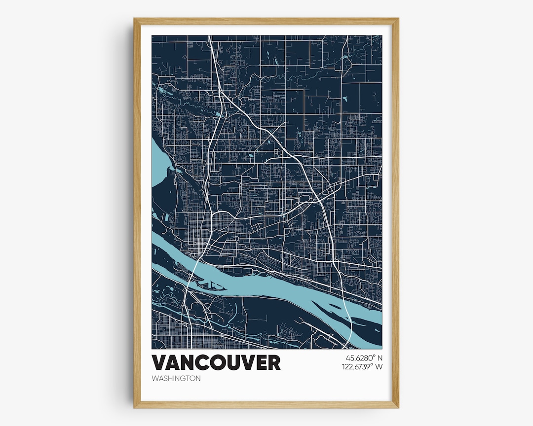 Vancouver Washington Map Print, City Wall Art, Vancouver WA Poster - Etsy