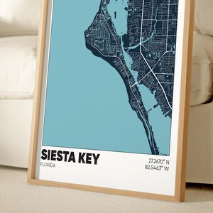 Siesta Key Map Print, Florida Wall Art, Siesta Key FL Poster - Etsy