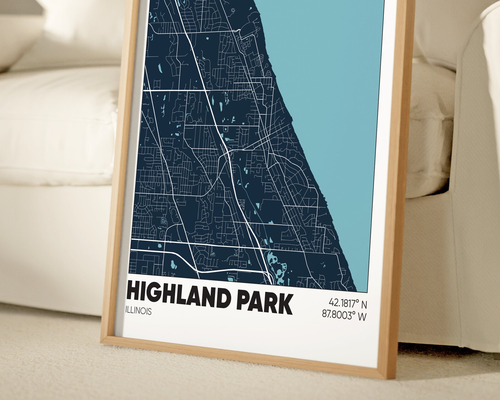Highland Park Map Print, Illinois Wall Art, Highland Park IL Poster - Etsy