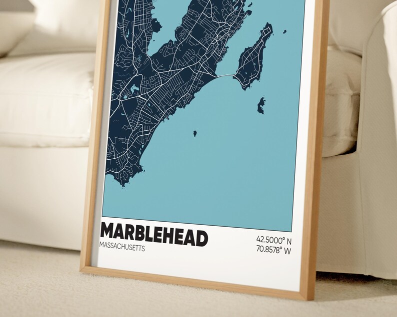 Marblehead Map Print, Massachusetts Wall Art, Marblehead MA Poster - Etsy