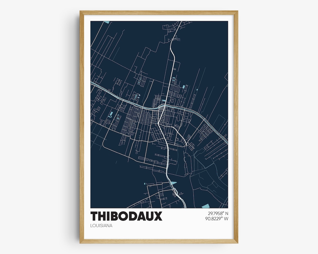 Thibodaux Map Print, Louisiana Wall Art, Thibodaux LA Poster - Etsy