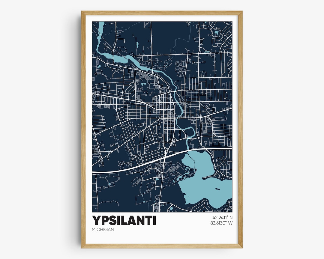 Ypsilanti Map Print, Michigan Wall Art, Ypsilanti MI Poster - Etsy