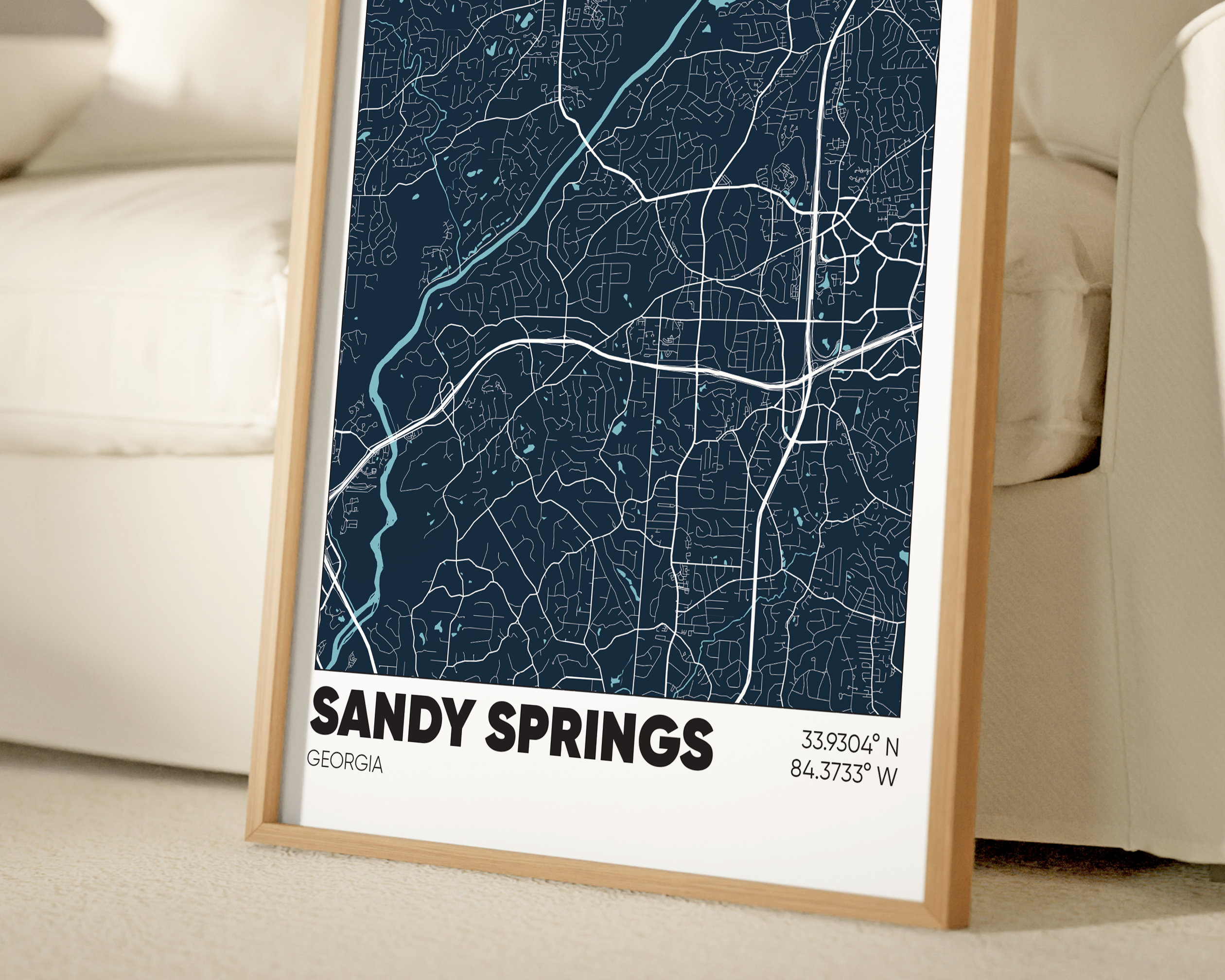 Sandy Springs Map Print, Georgia Wall Art, Sandy Springs GA Poster - Etsy