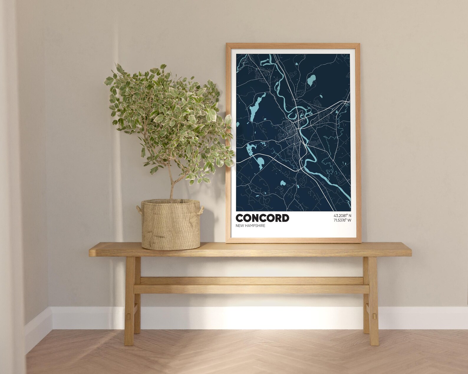 Concord NH Map Print, New Hampshire Wall Art, Concord New Hampshire ...