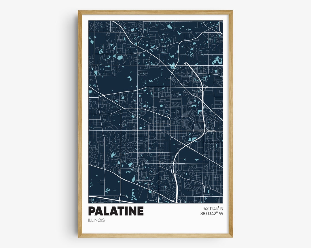 Palatine Map Print, Illinois Wall Art, Palatine IL Poster - Etsy