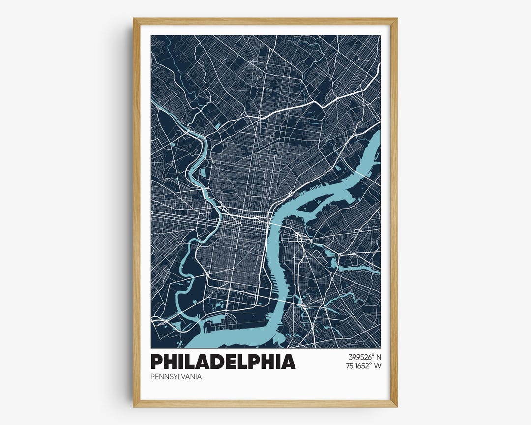 Philadelphia Map Print, Pennsylvania Wall Art, Philly PA Poster - Etsy