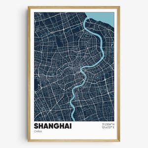 Shanghai Map Print, China Wall Art, Shanghai China Poster - Etsy