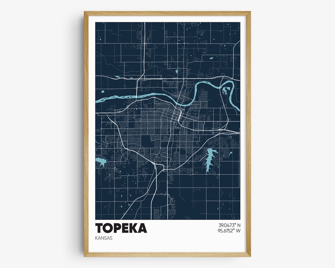 Topeka Map Print, Kansas Wall Art, Topeka KS Poster - Etsy