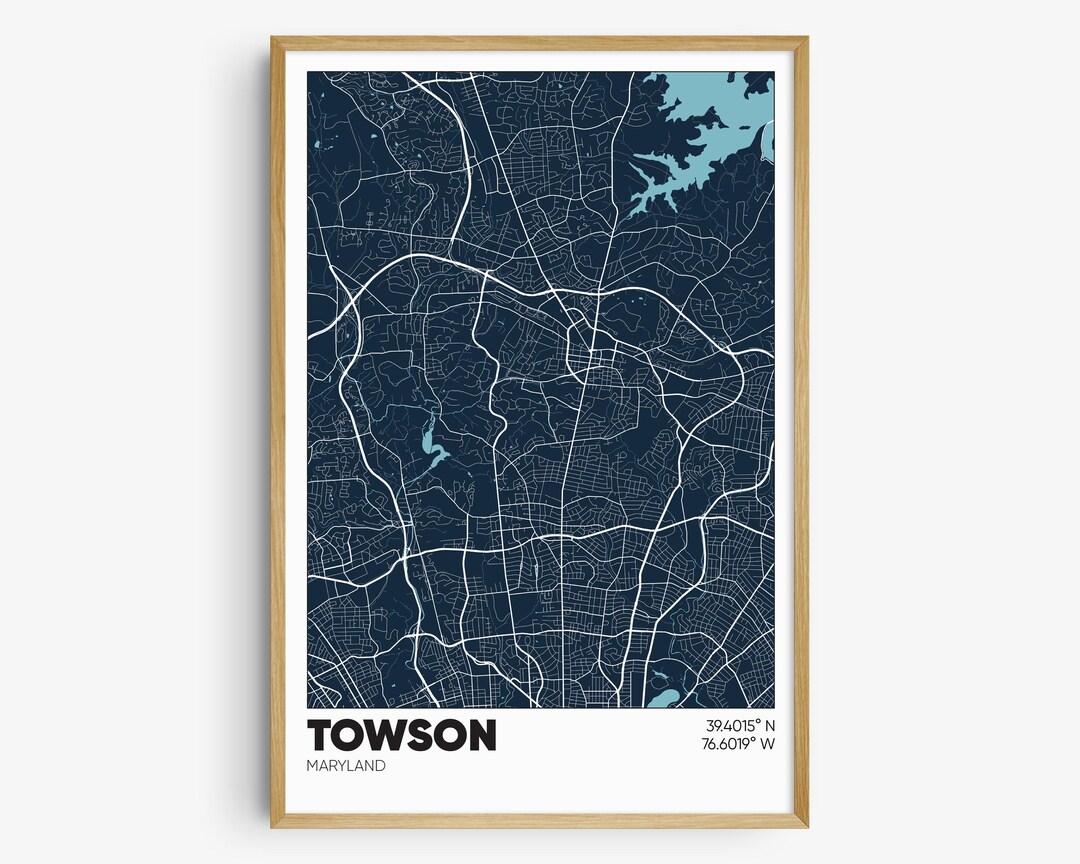 Towson Map Print, Maryland Wall Art, Towson MD Poster - Etsy