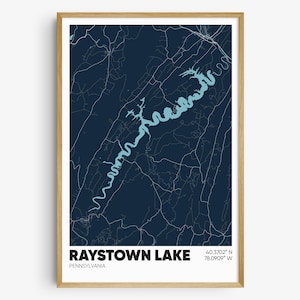 Raystown Lake Map Print, Pennsylvania Wall Art, Raystown Lake PA Poster ...