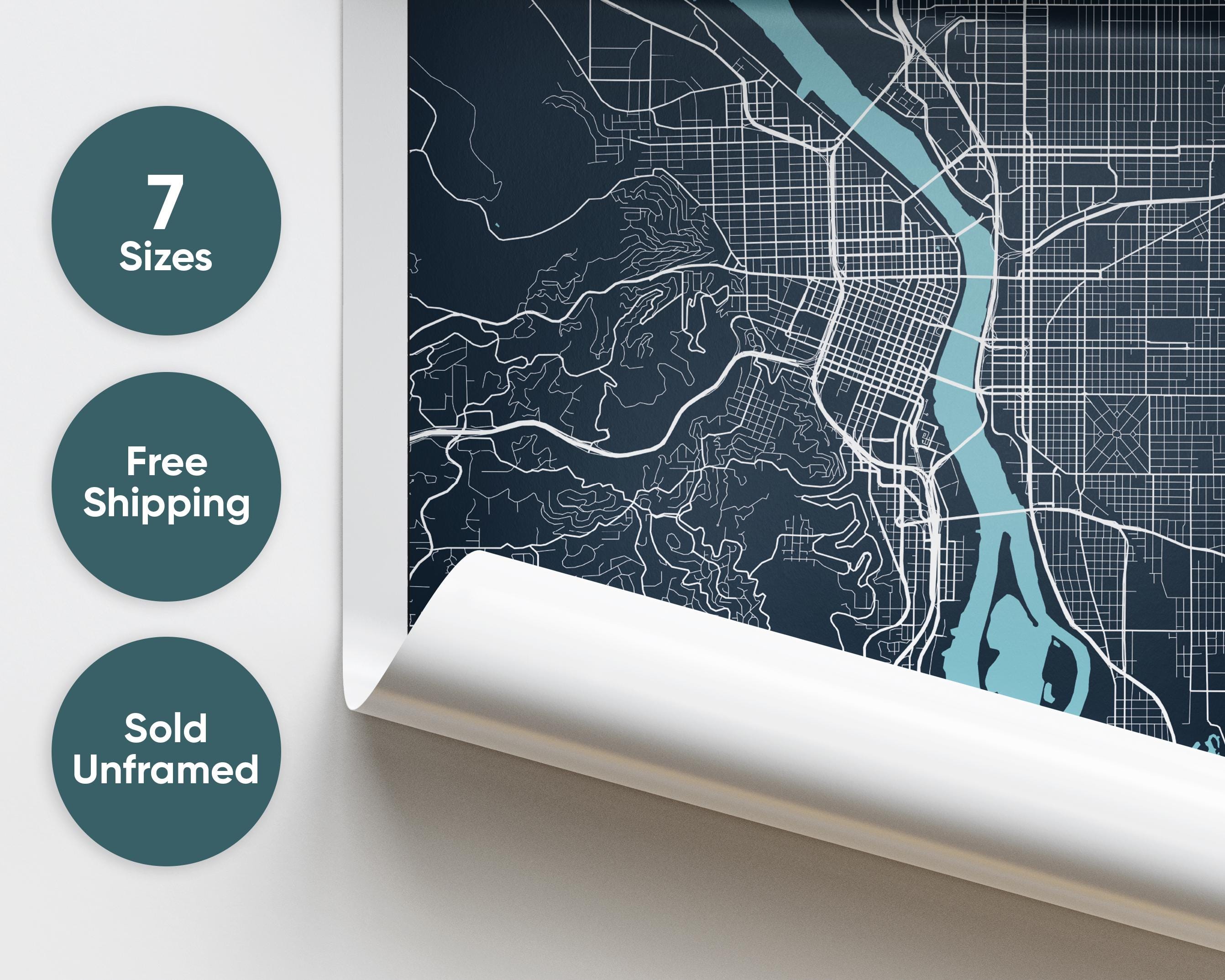 Portland Oregon Map Print, Oregon Wall Art, Portland OR Poster - Etsy
