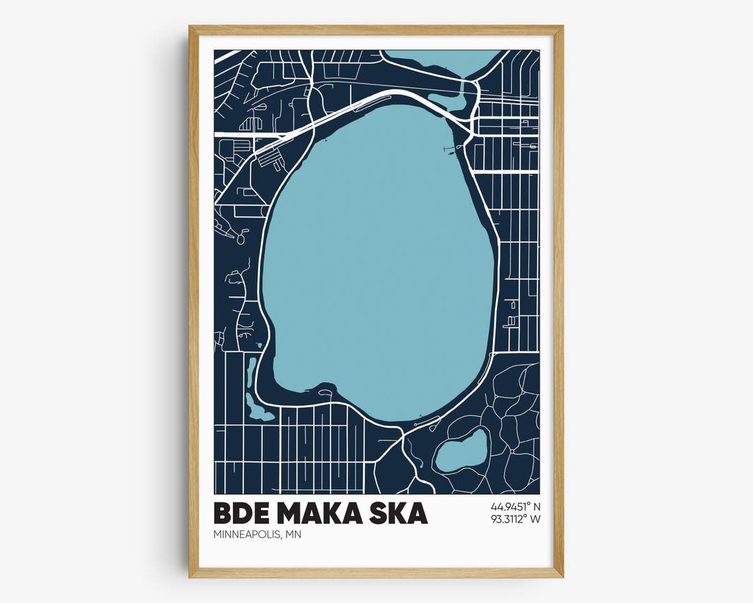 Bde Maka Ska Map Print, Minneapolis MN Wall Art, Bde Maka Ska Minnesota ...