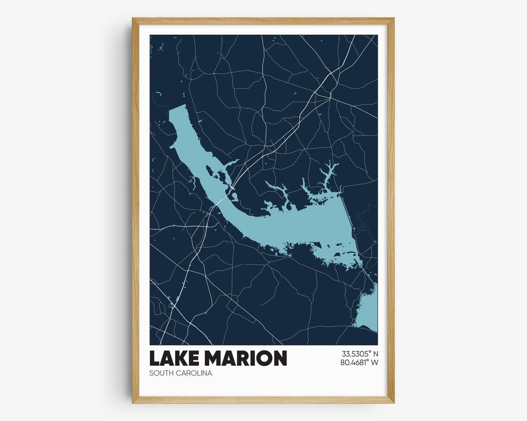 Lake Marion SC Map Print, South Carolina Wall Art, Lake Marion SC ...