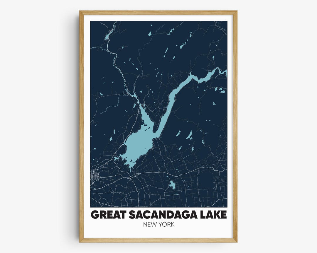 Great Sacandaga Lake Map Print, New York Wall Art, Great Sacandaga Lake ...