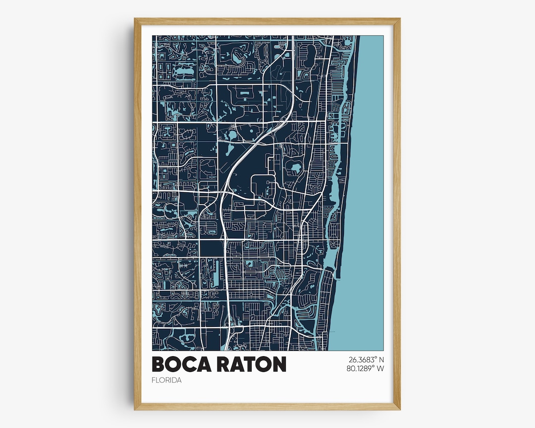 Boca Raton Map Print, Florida Wall Art, Boca Raton FL Poster - Etsy