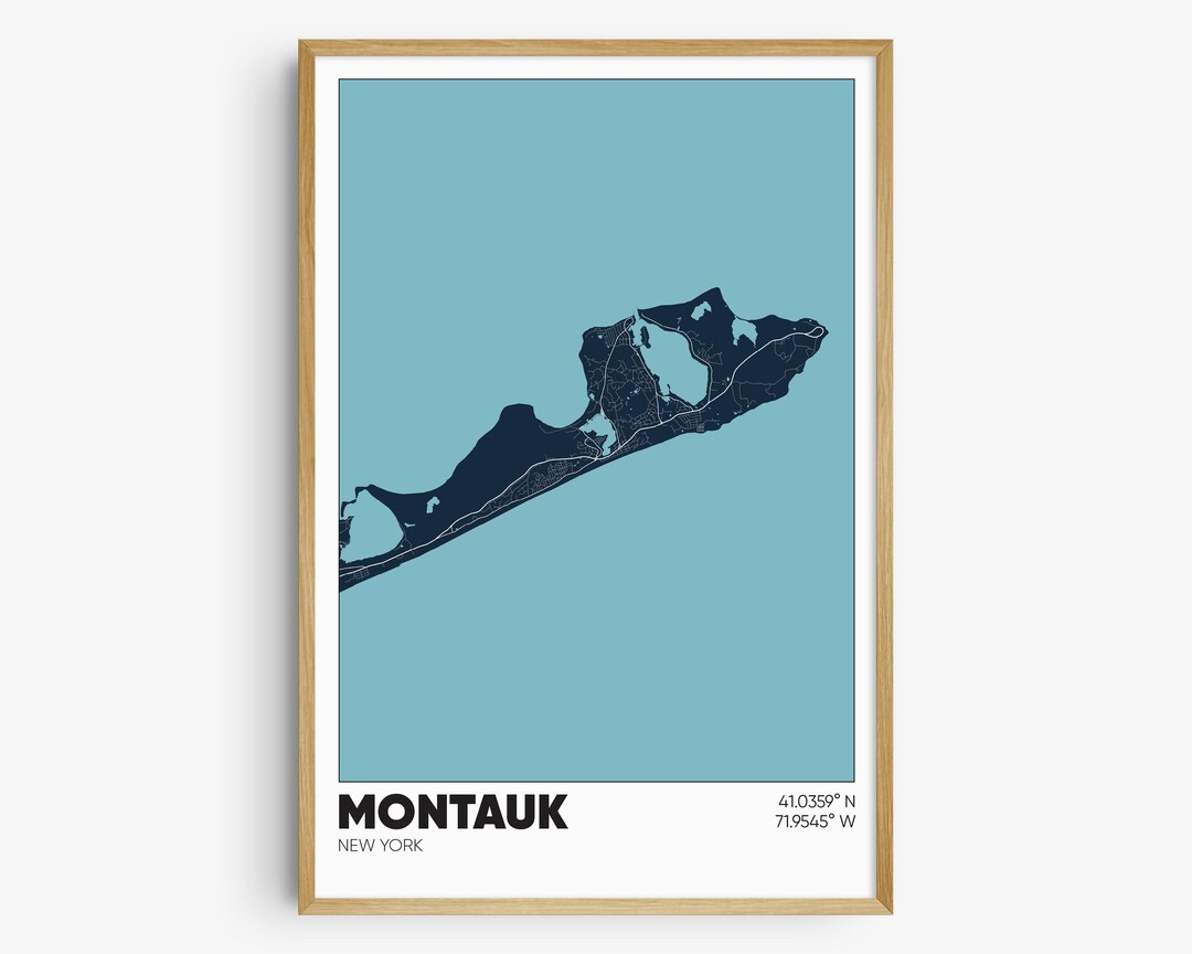 Montauk Map Print, the Hamptons Wall Art, Montauk New York Poster - Etsy