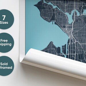 Seattle Map Print, Washington Wall Art, Seattle WA Poster - Etsy