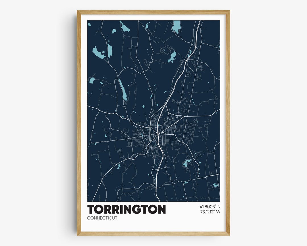 Torrington CT Map Print, Connecticut Wall Art, Torrington Connecticut ...