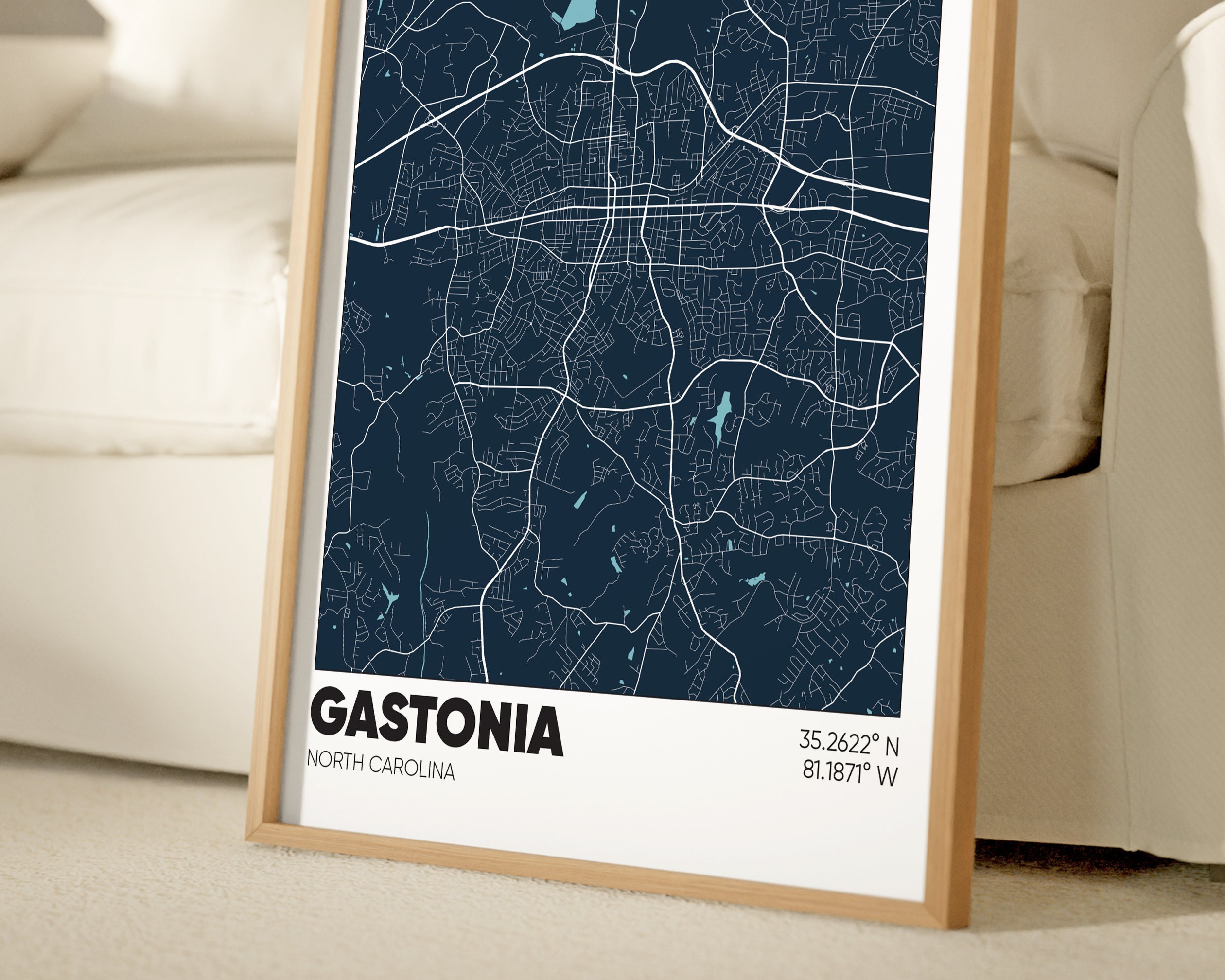 Gastonia Map Print, North Carolina Wall Art, Gastonia NC Poster - Etsy