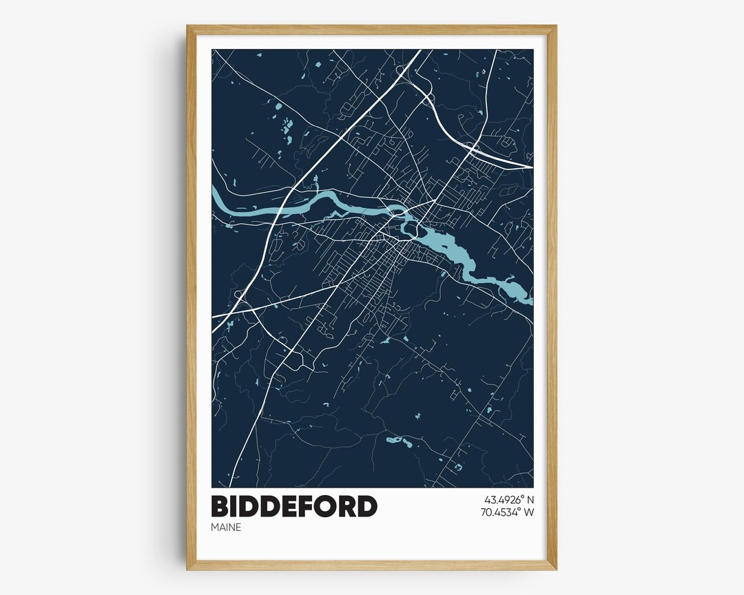 Biddeford Map Print, Maine Wall Art, Biddeford ME Poster - Etsy