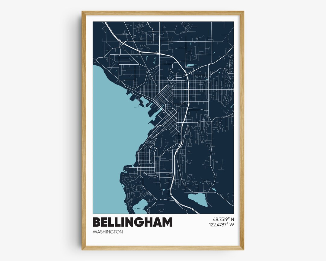 Bellingham Map Print, Washington Wall Art, Bellingham WA Poster - Etsy