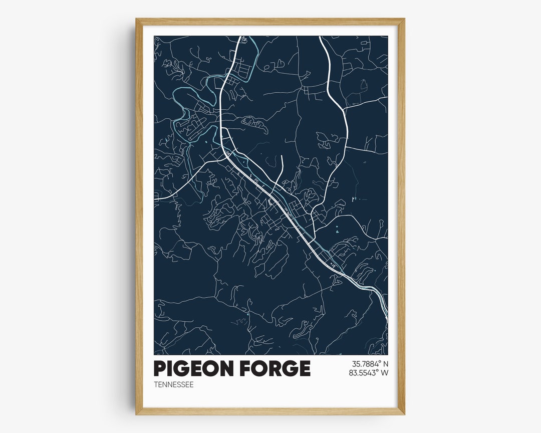 Pigeon Forge Map Print, Tennessee Wall Art, Pigeon Forge TN Poster - Etsy