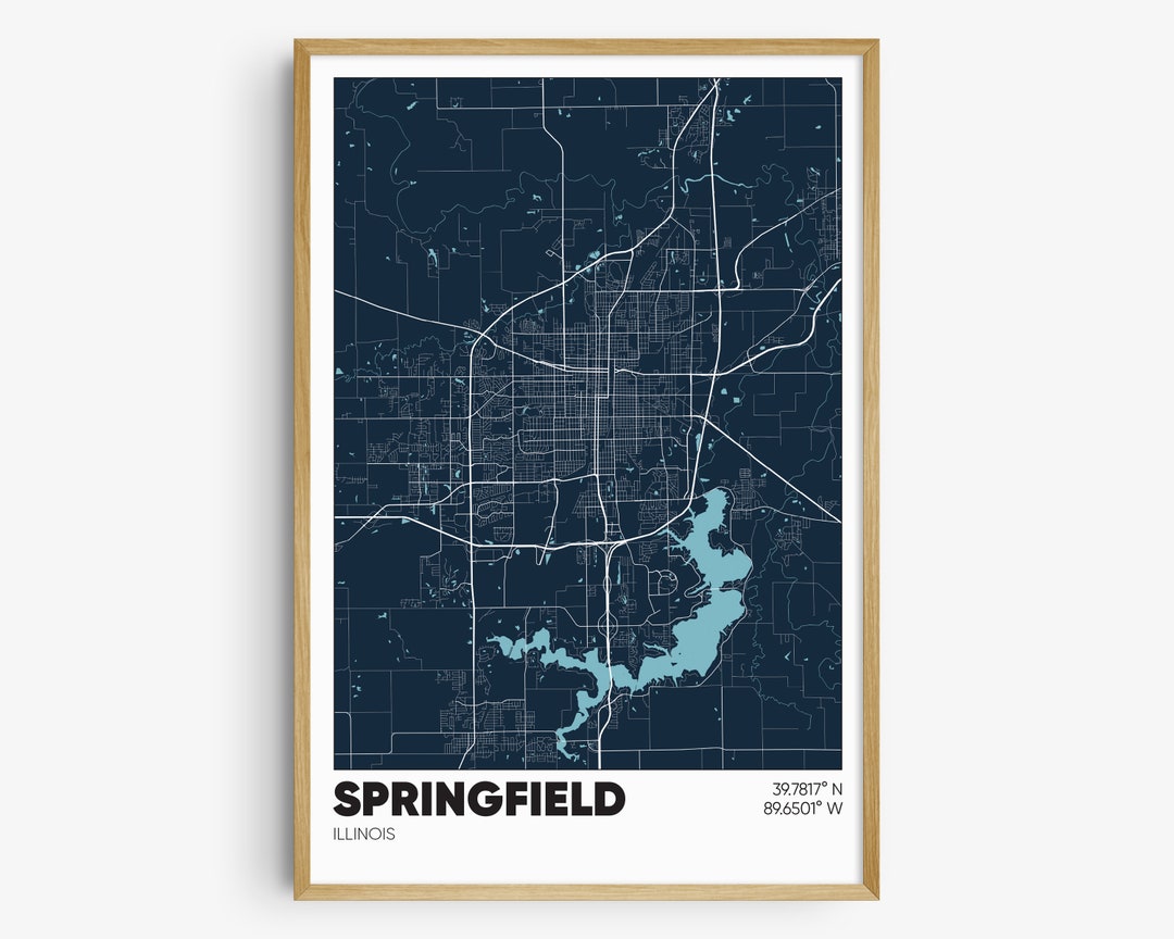 Springfield IL Map Print, Illinois Wall Art, Springfield IL Poster - Etsy