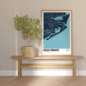 Folly Beach Map Print, South Carolina Wall Art, Folly Beach SC Poster ...