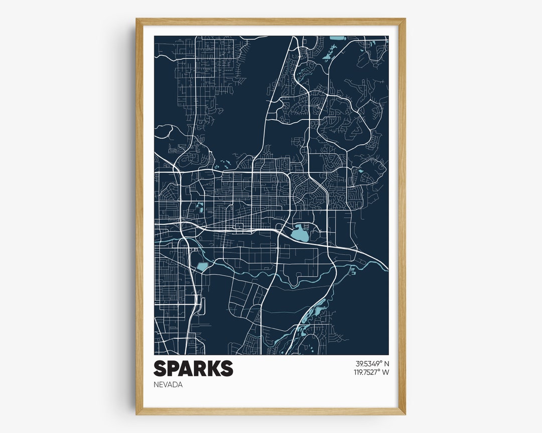 Sparks Map Print, Nevada Wall Art, Sparks NV Poster - Etsy