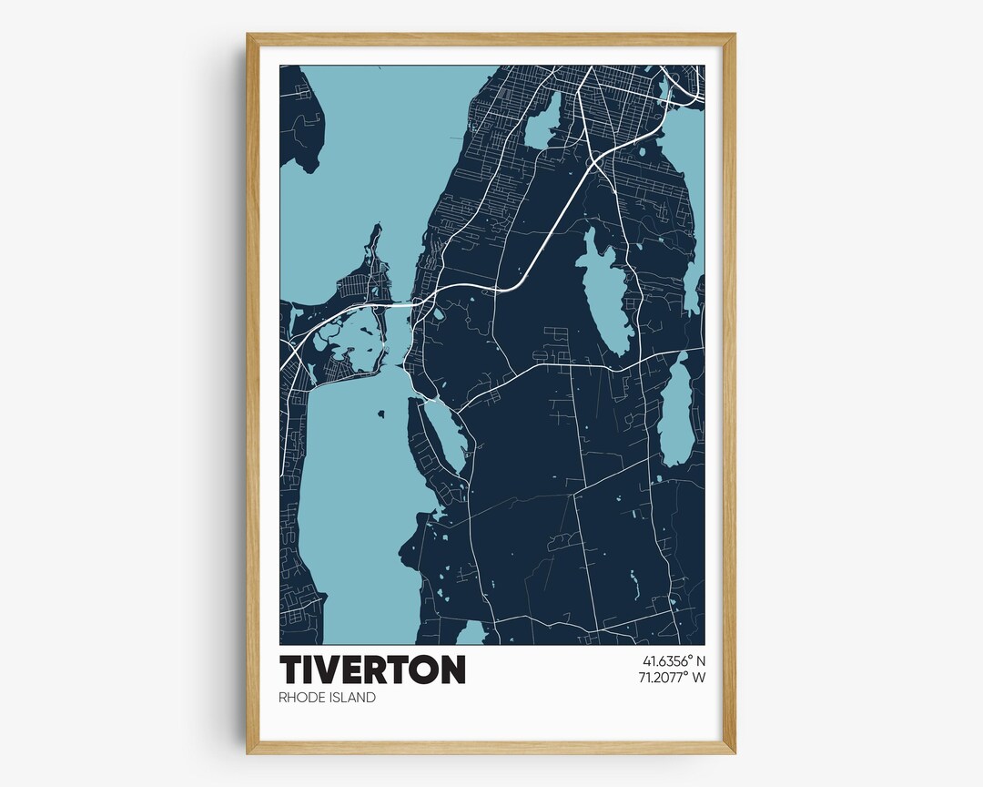Tiverton Map Print, Rhode Island Wall Art, Tiverton RI Poster - Etsy