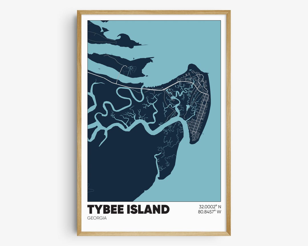 Tybee Island Map Print, Georgia Wall Art, Tybee Island GA Poster - Etsy