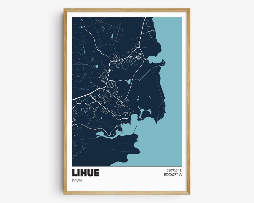 Lihue HI Map Print, Kauai Wall Art, Lihue Hawaii Poster - Etsy