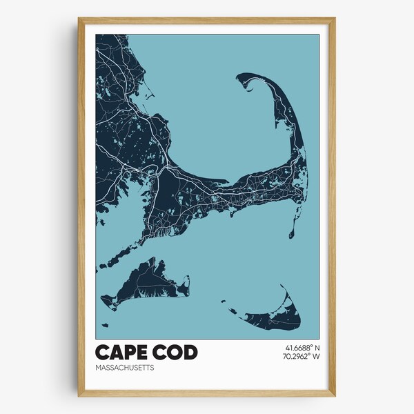 Cape Cod Map Poster - Etsy