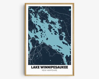 Lake Winnipesaukee Printable Map, Lake Winnipesaukee Wall Art ...