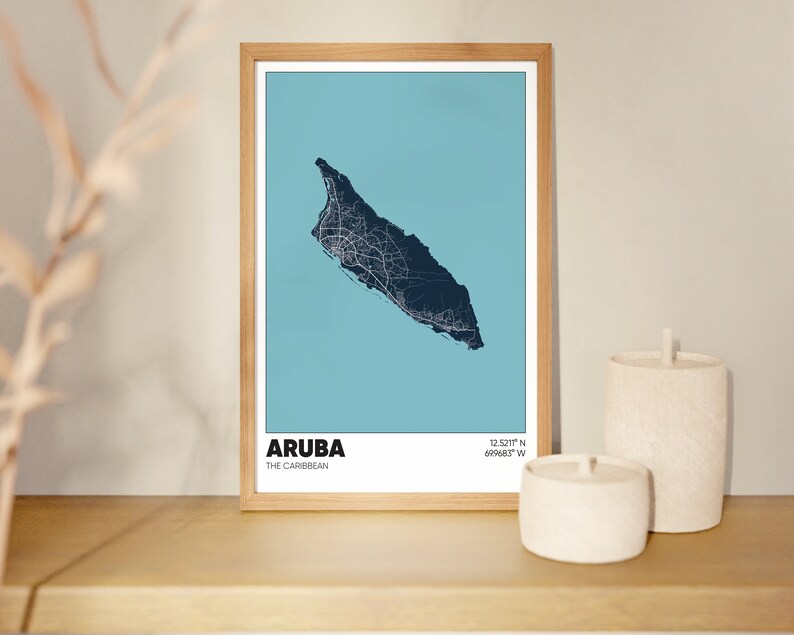Aruba Map Print, Aruba Wall Art, Caribbean Island Poster - Etsy