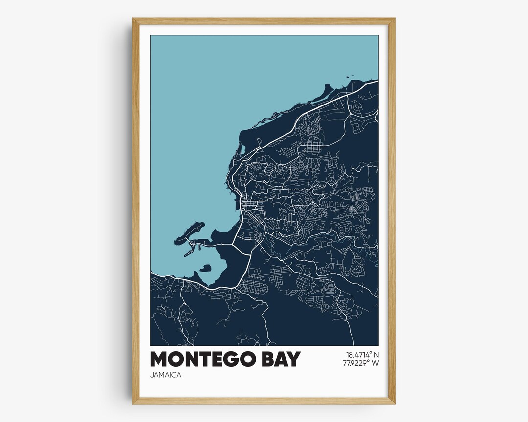 Montego Bay Map Print, Jamaica Wall Art, Montego Bay Jamaica Poster - Etsy